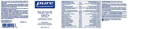Nutrient 950 Without Iron 180 Capsules Pure Encapsulations Bodycrafters