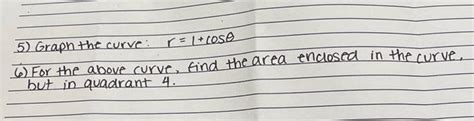 solved 5 graph the curve r 1 cosθ 6 for the above curve