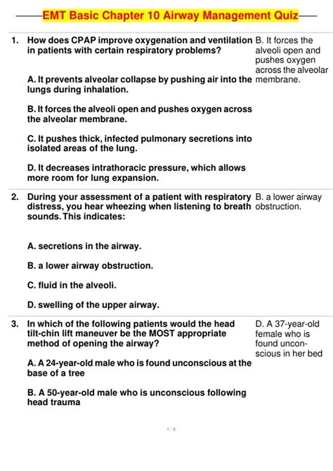 Emt Basic Chapter 10 Airway Management Quiz Emt Basic Chapter 10 Airway Management Stuvia Us