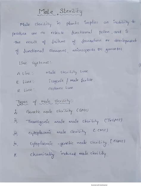 Handwritten 5 Male Sterility Pdf A4agriculture