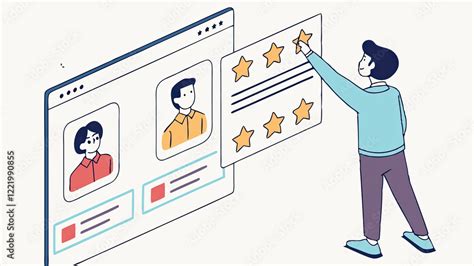 Candidate Selection Illustration Person Reviewing Profiles With Star