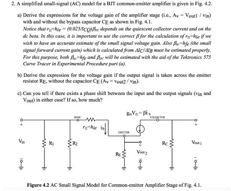 2 A Simplified Small Signal Ac Model For A Bjt Common Emitter Amplifier