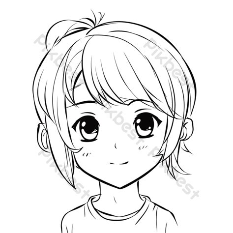 Outline Sketch Cute Anime Girl Drawing Free Download Vector Png Images