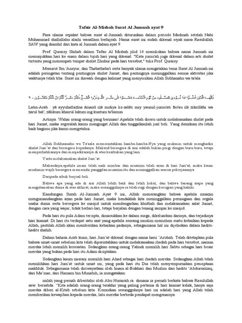 Tafsir Al Misbah Surat Al Jumuah Ayat 9 Pdf