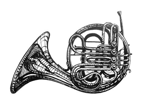 Drawing Of French Horn At Emily Wolcott Blog
