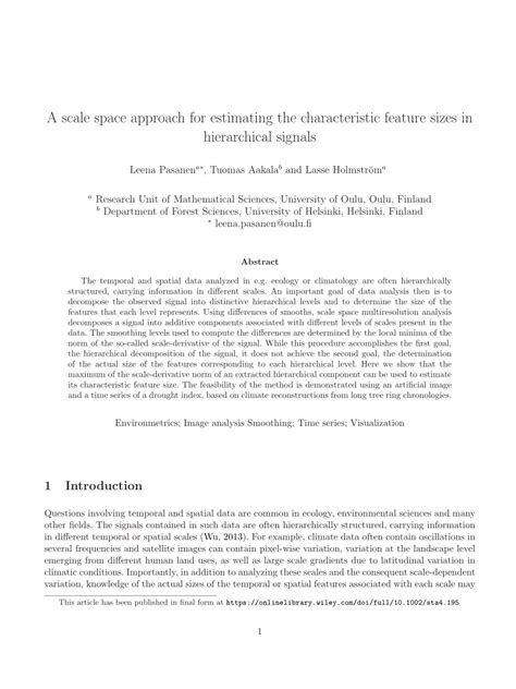 pdf a scale space approach for estimating the characteristic feature