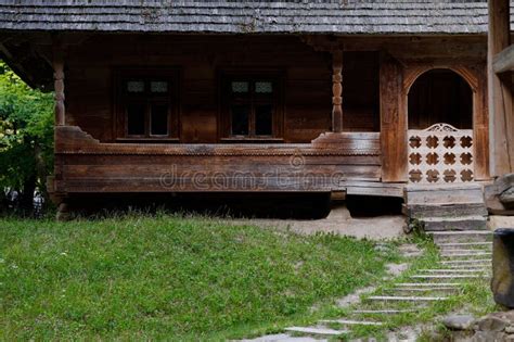 Log House Porch Entrance Door Rustic Common Wooden Material Frame Work
