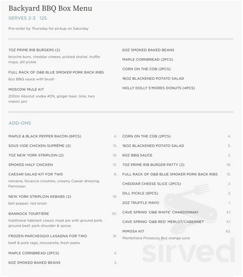 Menu The Blue Mountains Ons Oliver And Bonacini Café Grill Blue