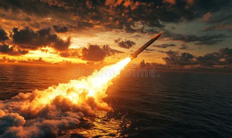Anti Ship Missile Zooming Across The Sea Heading Toward Its Target