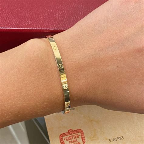 Cartier 18k Yellow Gold Love Skinny Bracelet Sm At 1stdibs