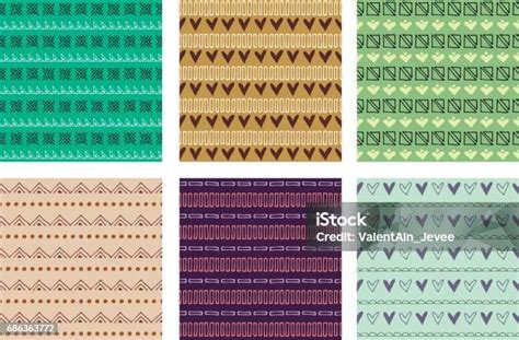 원활한 벡터 패턴의 집합입니다 손으로 그린 도형 삼각형 원 점 선 간단한 그래픽 디자인으로 다채로운 기하학적 끝 없는 배경 반복