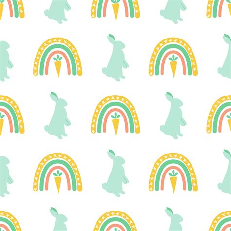 Easter Rainbow Rabbit Bunny Shape Pattern Spring Floral Easter