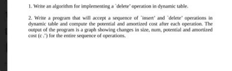 Solved 1 Write An Algorithm For Implementing A Delete