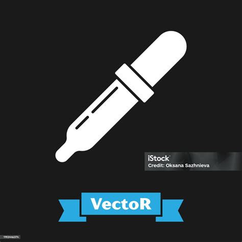 검은 색 배경에 격리 된 흰색 파이펫 아이콘입니다 의료 화학 실험실 장비의 요소 의학 기호입니다 벡터 일러스트레이션 건강관리와