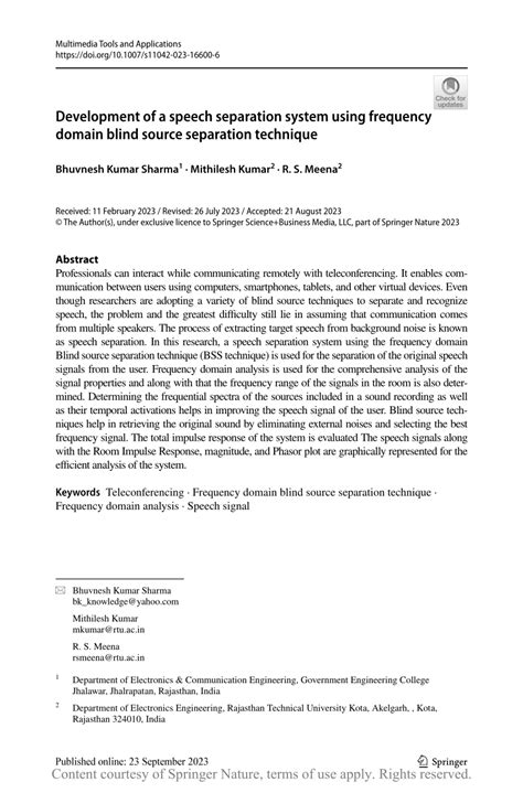 development of a speech separation system using frequency domain blind