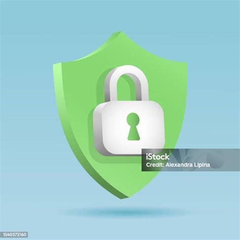 3d Green Shield Padlock Internet Security Firewall Antivirus Protected