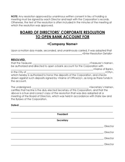 16 Free Corporate Resolution Templates Forms