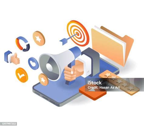 Konsep Ilustrasi Isometrik Datar Strategi Pemasaran Dan Promosi Digital