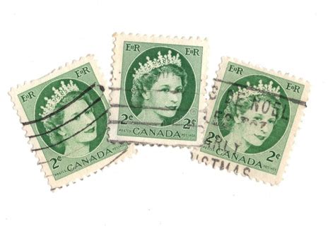 Vintage 2 Cent Postage Stamps From Canada Editorial Image Image Of