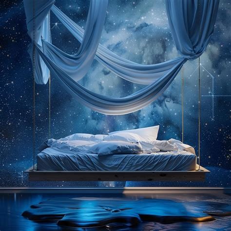 Premium Photo Starry Bedroom With A Bed And A Night Sky Mural