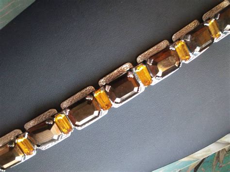 High End Rhinestone Collectible 1950s Bracelet Glass Stone Etsy