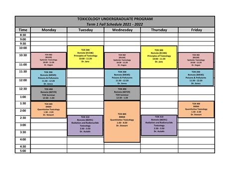 Course Schedules Toxicology Centre University Of Saskatchewan