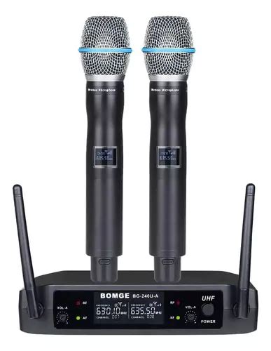 Microfones portáteis duplos Bomge UHF Metal e sistemas sem fio