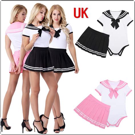 Uk Sexy Women Naughty School Girl Uniform Outfit Fancy Dress Cosplay