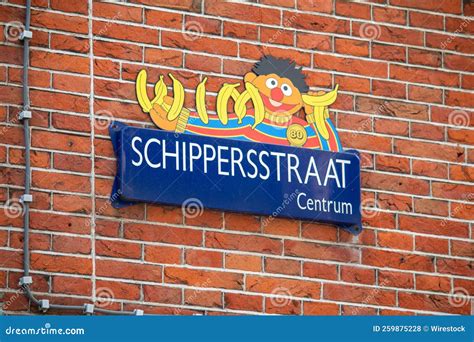 Funny Street Sign With Ernie From Sesame Street In Amsterdam Close Up