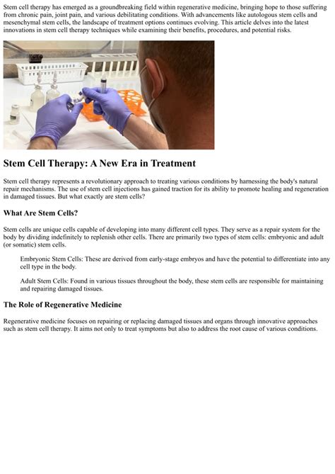 Ppt The Latest Innovations In Stem Cell Therapy Techniques Powerpoint