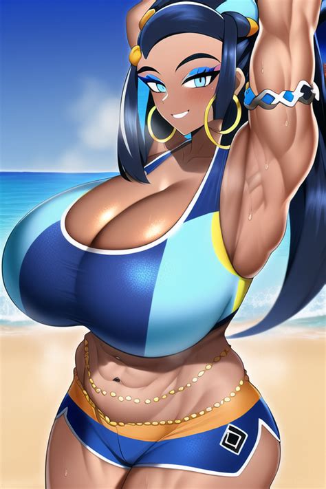 Rule 34 1girls Abs Ai Generated Armlet Black Hair Blue Eyes Blue Hair