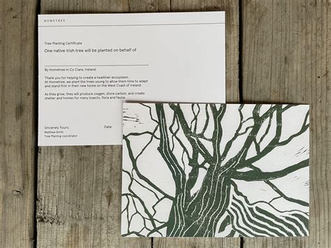 1 Native Tree Planted Printed Tree Planting Certificate Hometree
