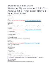 Quiz CS 1101 AY2019 T4 Docx 1 Docx 3 28 2019 Final Exam Home My Courses CS 1101 AY2019 T3