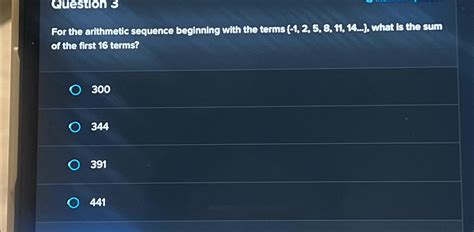 solved question 3for the arithmetic sequence beginning with