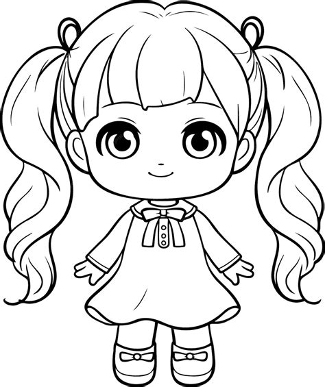 Premium Vector Doll Vector Illustration Black And White Outline Doll