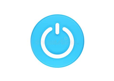 Power Button 3d Render Icon Start Blue Circle With Switch Sign Round Shutdown Element Stock