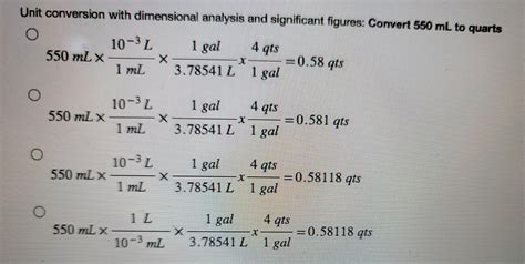 Solved Unit Conversion With Dimensional Analysis And