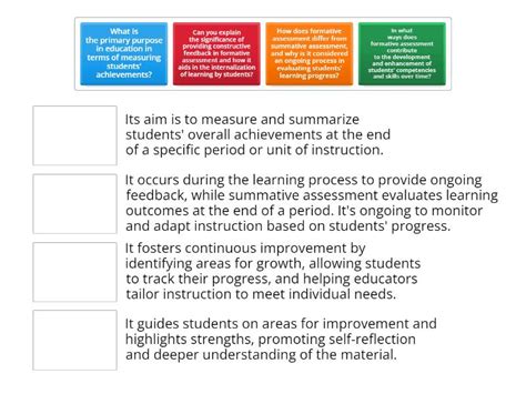 Formative Vs Summative Assessment Match Up