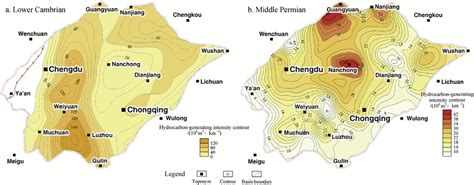lower cambrian and middle permian hydrocarbon generating intensity