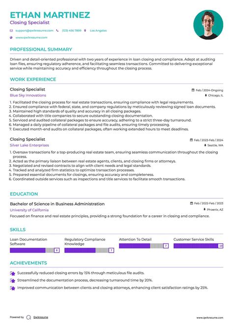 10 Closing Specialist Resume Samples And Templates For 2026