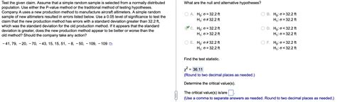 Solved Test The Given Claim Assume That A Simple Random Chegg Com