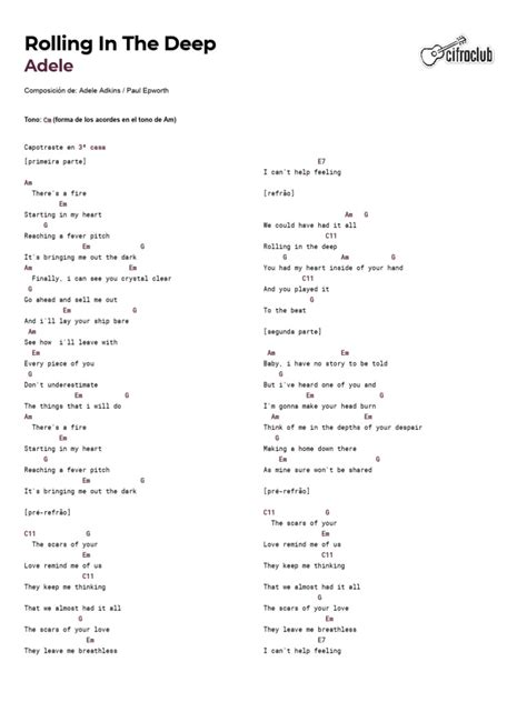 Adele Rolling In The Deep Pdf Adele Songs Written