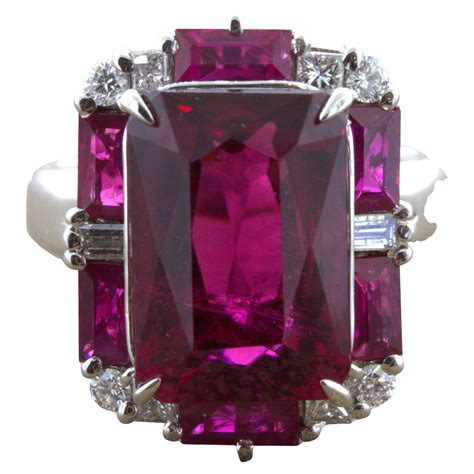 Superb Rubellite Tourmaline Diamond Platinum Ring For Sale At 1stdibs