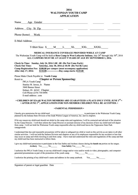 Summer Camp Application Template