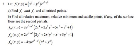 solved let f x y x 2 y 2 e y 2 x 2 find f x and