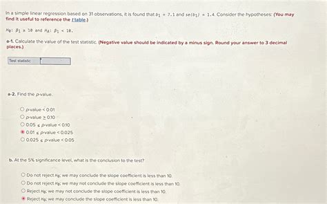 In A Simple Linear Regression Based On Chegg