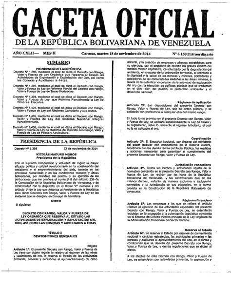 Decreto N0 1408 Mediante El Cual Se Dicta El Decreto Con Rango Valor Y