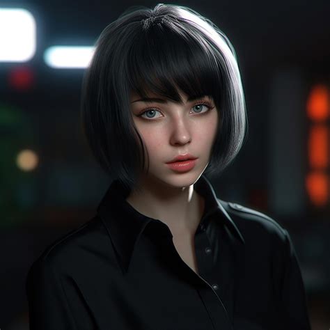 Premium Ai Image A Woman Dressed In Black With Duplicate Hair