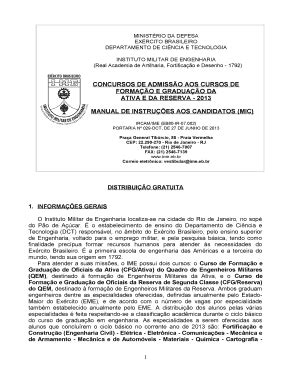 Fillable Online MINISTRIO DA DEFESA EXRCITO BRASILEIRO DEPARTAMENTO DE