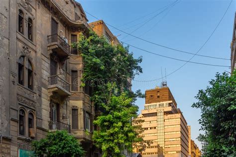 Old Neo Baroque Classical Building Facade In Cairo Downtown Egypt